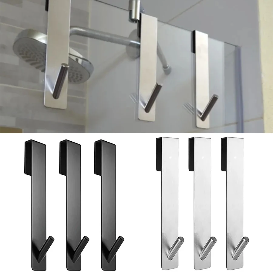 3-2PCS-Bathroom-Over-Glass-Towel-Hook-Stainless-Steel-Shower-Door-Towel ...