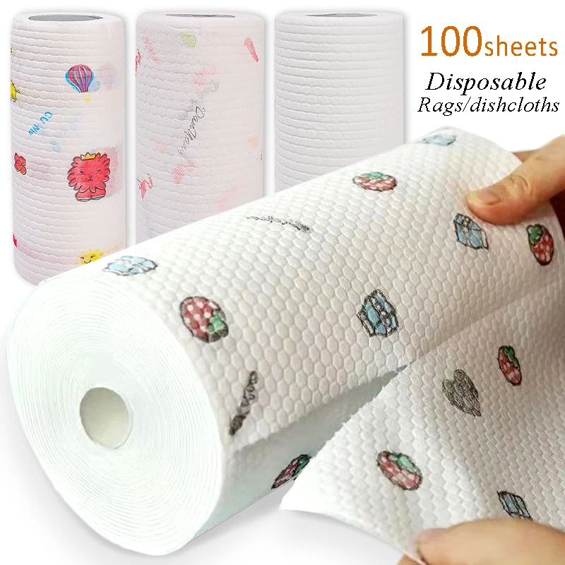 50-100pcs-A-Roll-Dish-Cloth-Disposable-Rags-Non-woven-Rag-Home-Kitchen ...