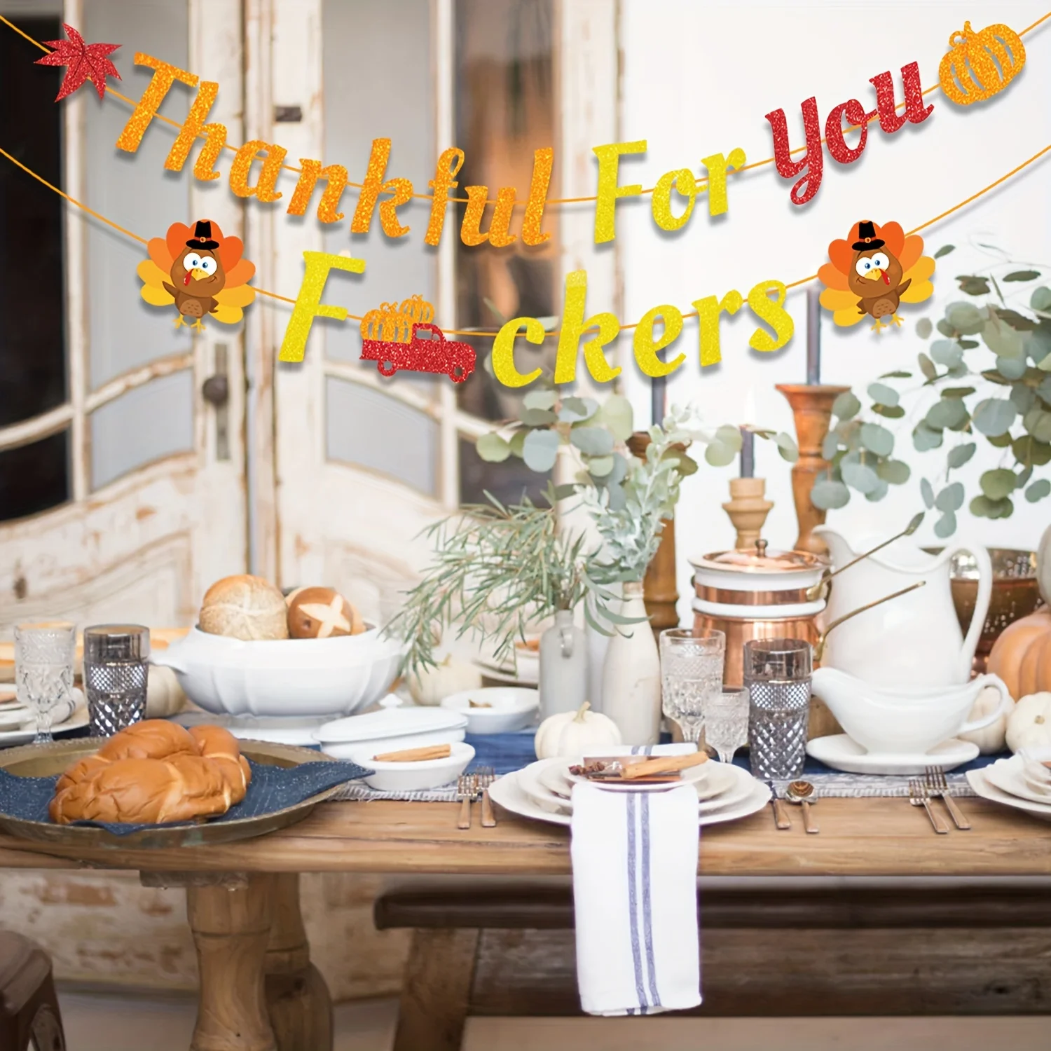 Thankful-for-You-Banner-Gold-Glitter-Thanksgiving-Banner-for-Mantel ...