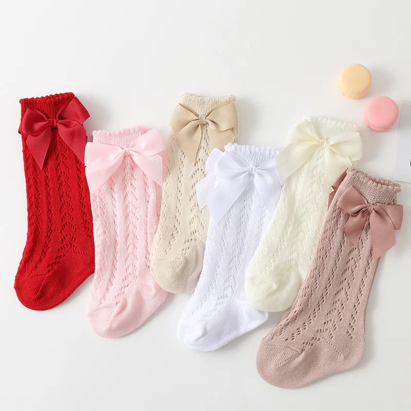 Summer-Baby-Girls-Socks-Toddlers-Bow-Long-Sock-Kids-Knee-High-Soft ...