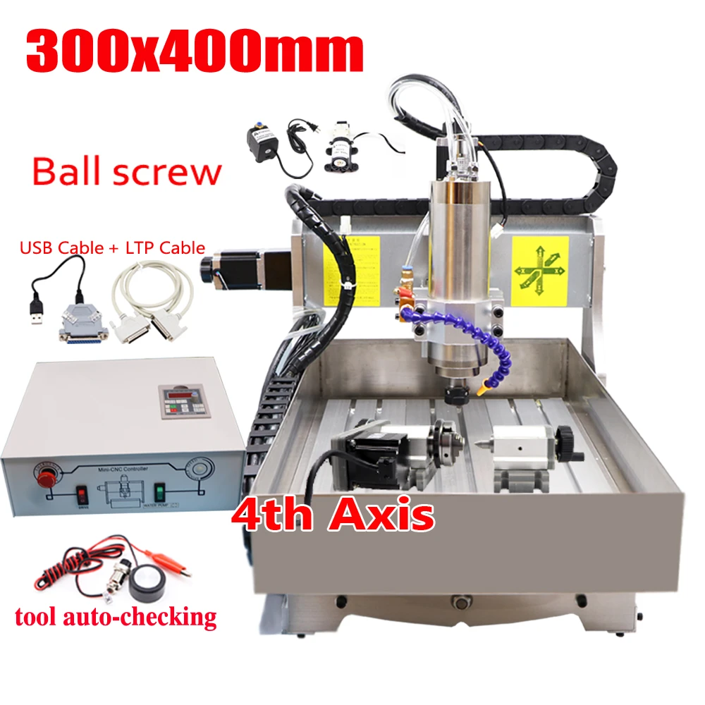 CNC 3040 Wood Router with Sink 2200w Spindle 4 Axis Metal Aluminum ...