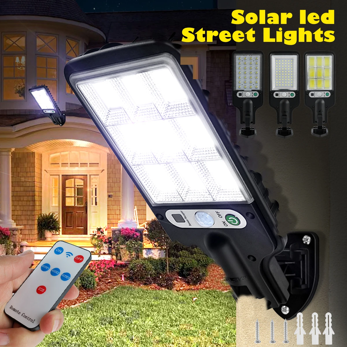 Wireless-Solar-Street-Light-Remote-Control-COB-LED-Solar-Light-PIR ...