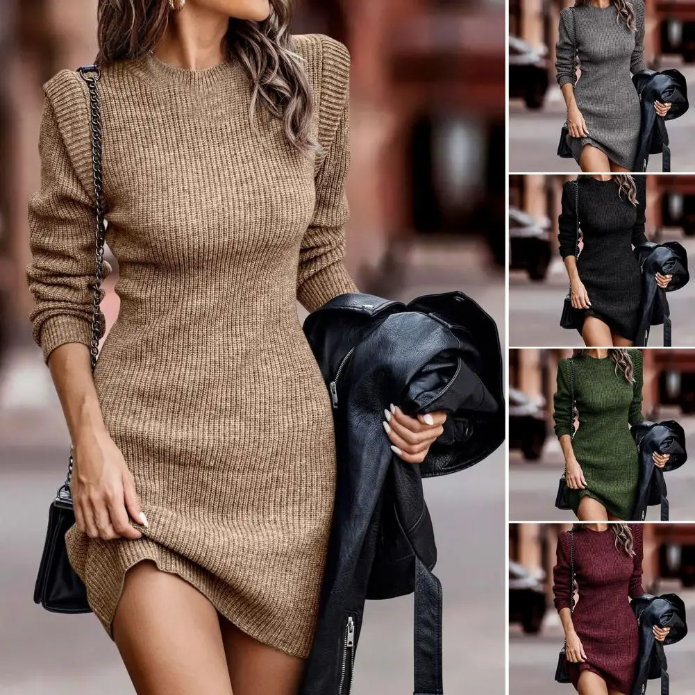 Mini-Dress-Streetwear-Bodycon-Dress-O-Neck-Cold-Resistant-Thickened ...