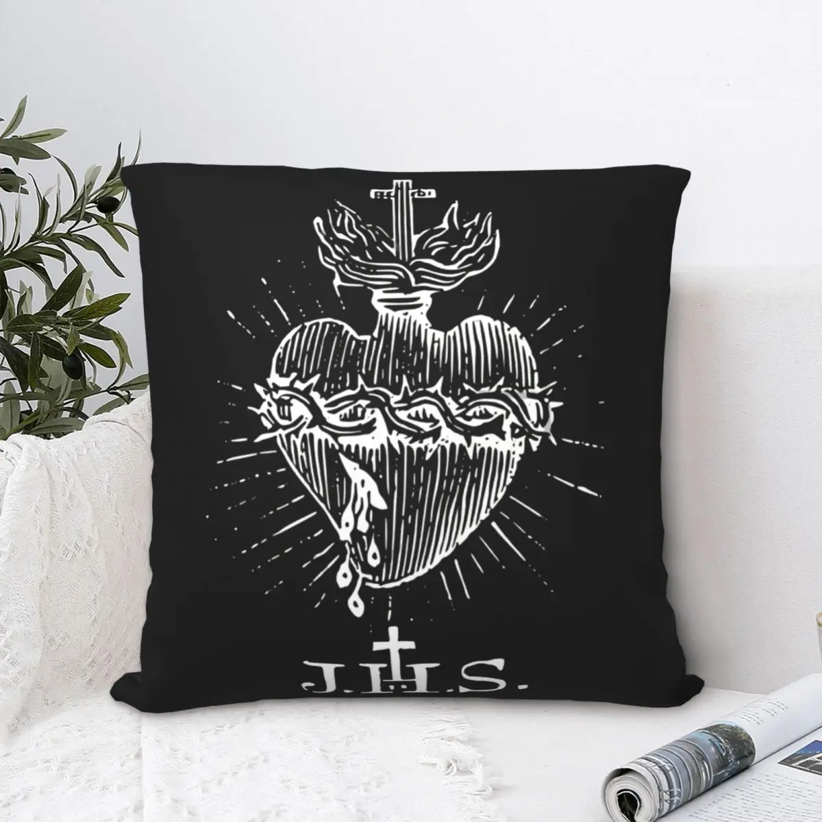 Sacred Heart Of Jesus Christ Vintage Catholic Throw Pillow Case Gothic ...