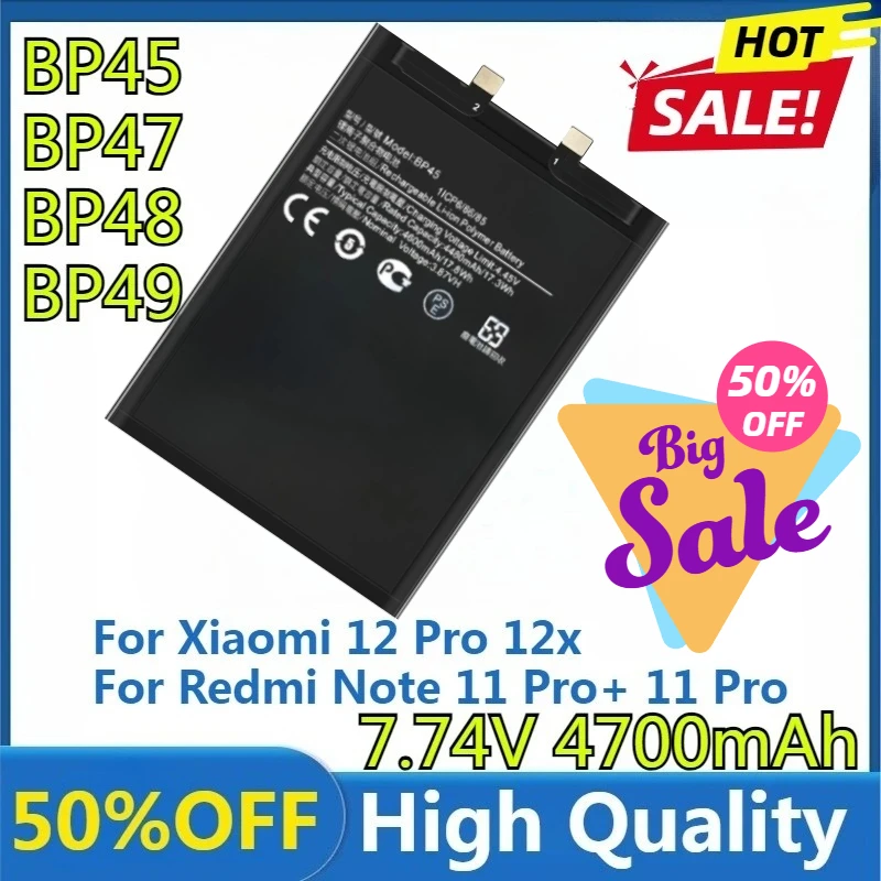 High Quality 4500~4700mAh BP45 BP47 BP48 BP49 Battery for Xiaomi 12 Pro ...
