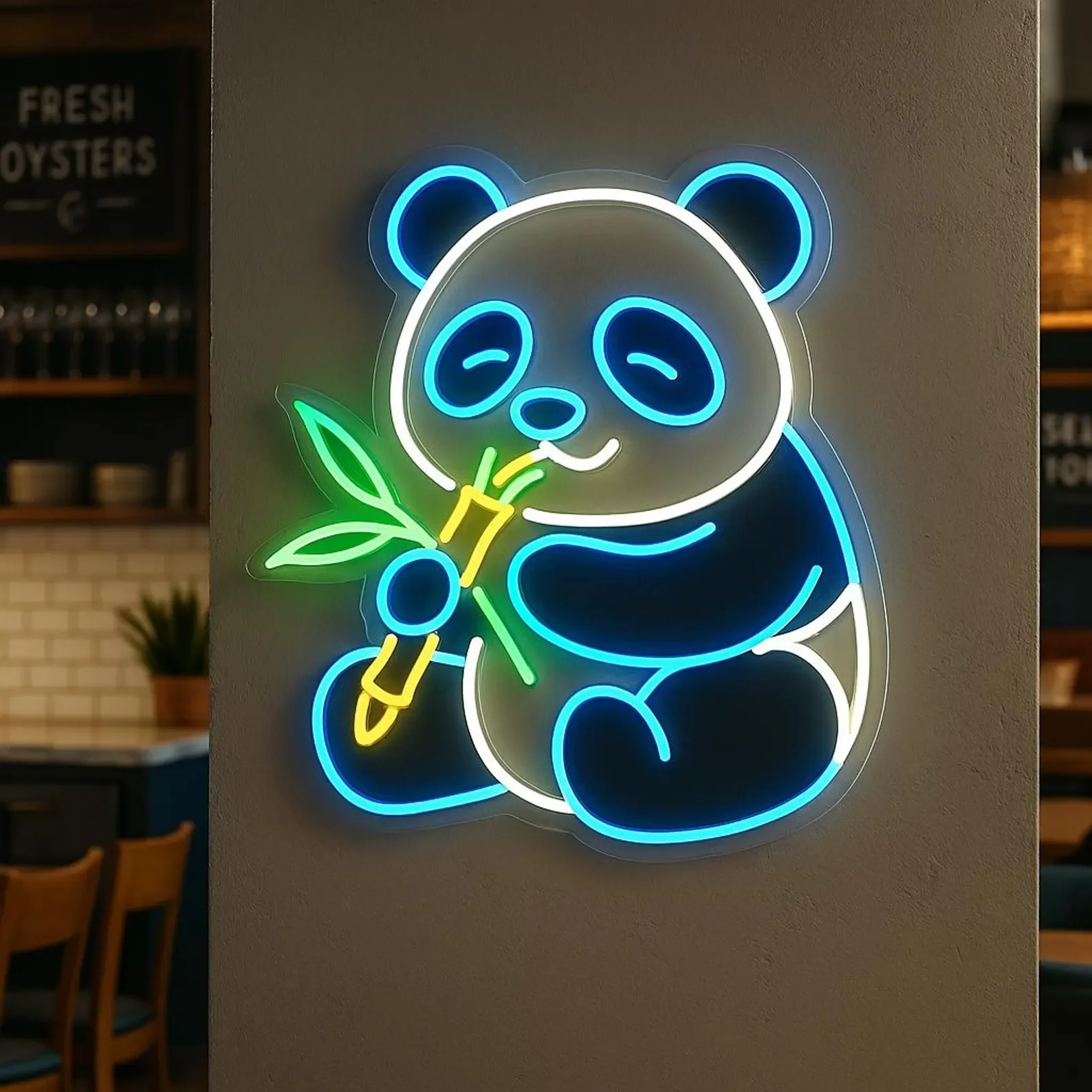Panda Neon Sign,Panda Eating Bamboo Neon,Giant Panda Wall Decor,Gift ...