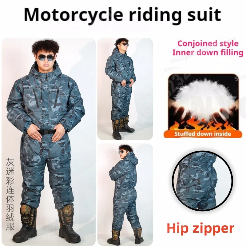 Winter Velvet Motorcycle Riding Jumpsuit Outdoor Ski Suit ...