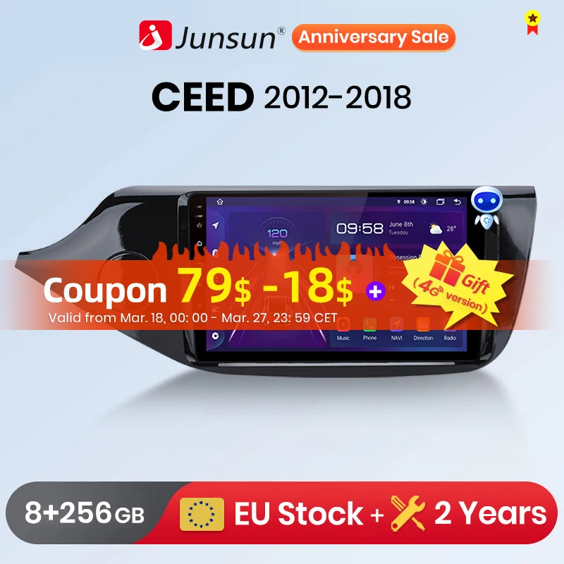 Junsun V1pro AI Voice 2 din Android Auto Radio For KIA CEED JD Cee'd 2012-2018 Carplay Car ...