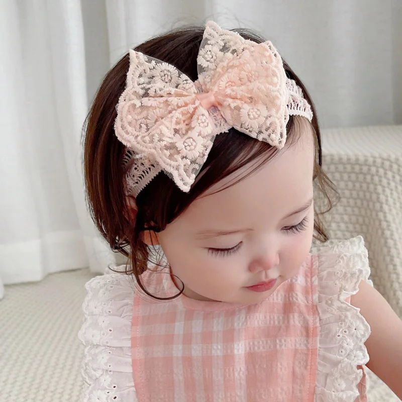 Sweet Lace Bow Baby Girl Headbands For Newborn Baby White Bowknot Hair ...