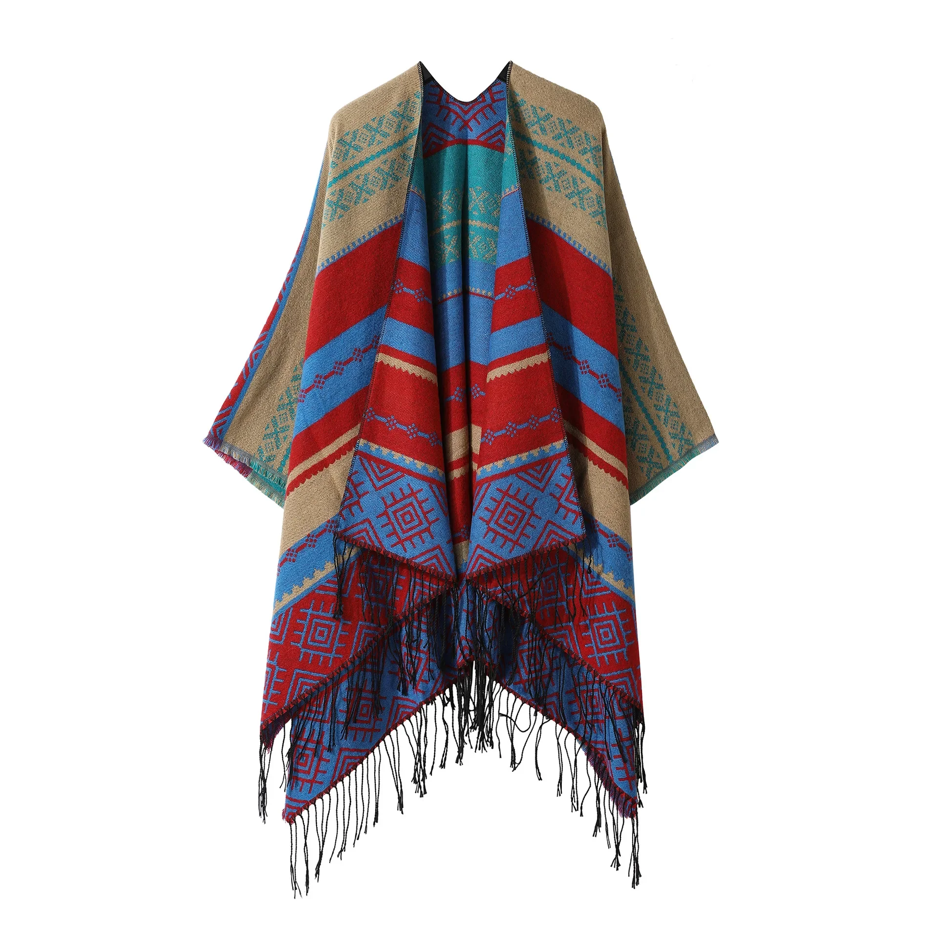 Poncho-New-Split-Warm-Shawl-Vintage-Ethnic-Style-Scarf-Imitation ...