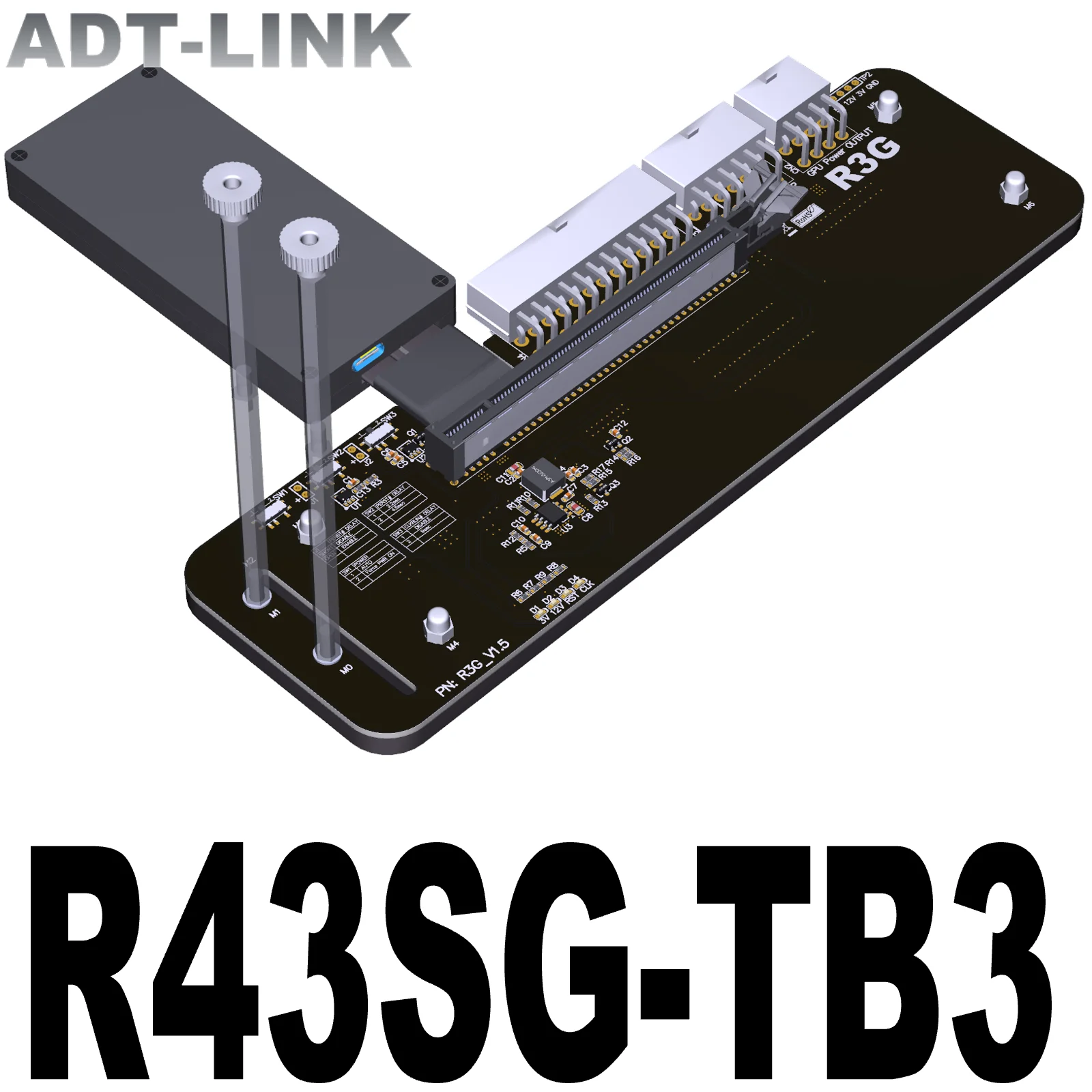 ADT 브랜드 R43SG TB3 그래픽 카드 라이저 케이블, PCIe 3.0x4 32 G/s eGPU 어댑터, ITX STX ...