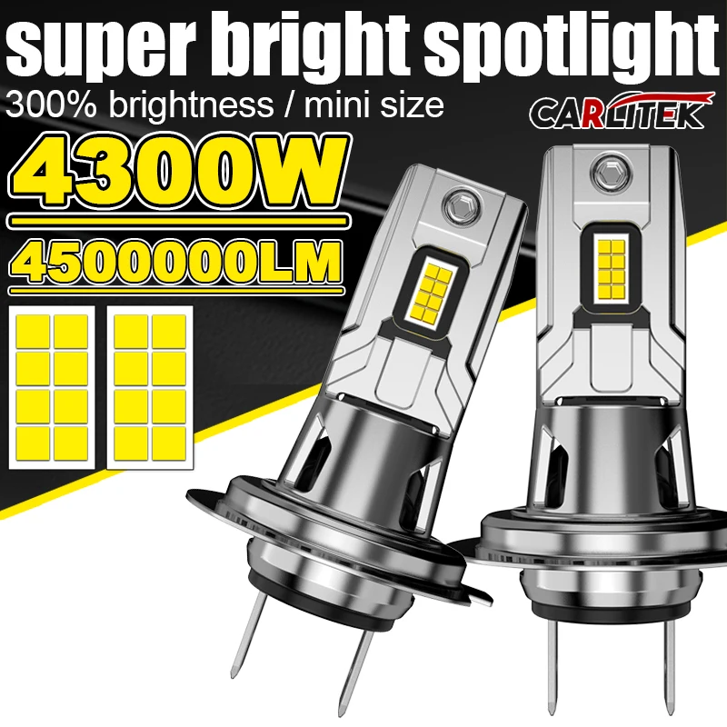 4800W H7 LED Headlight Bulb Mini Wireless 4500000LM 6000K for Car ...