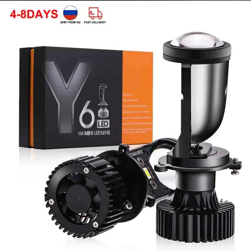 H4-LED-100W-Car-Headlight-High-Beam-Low-Beam-Super-Bright-Mini-Lens ...