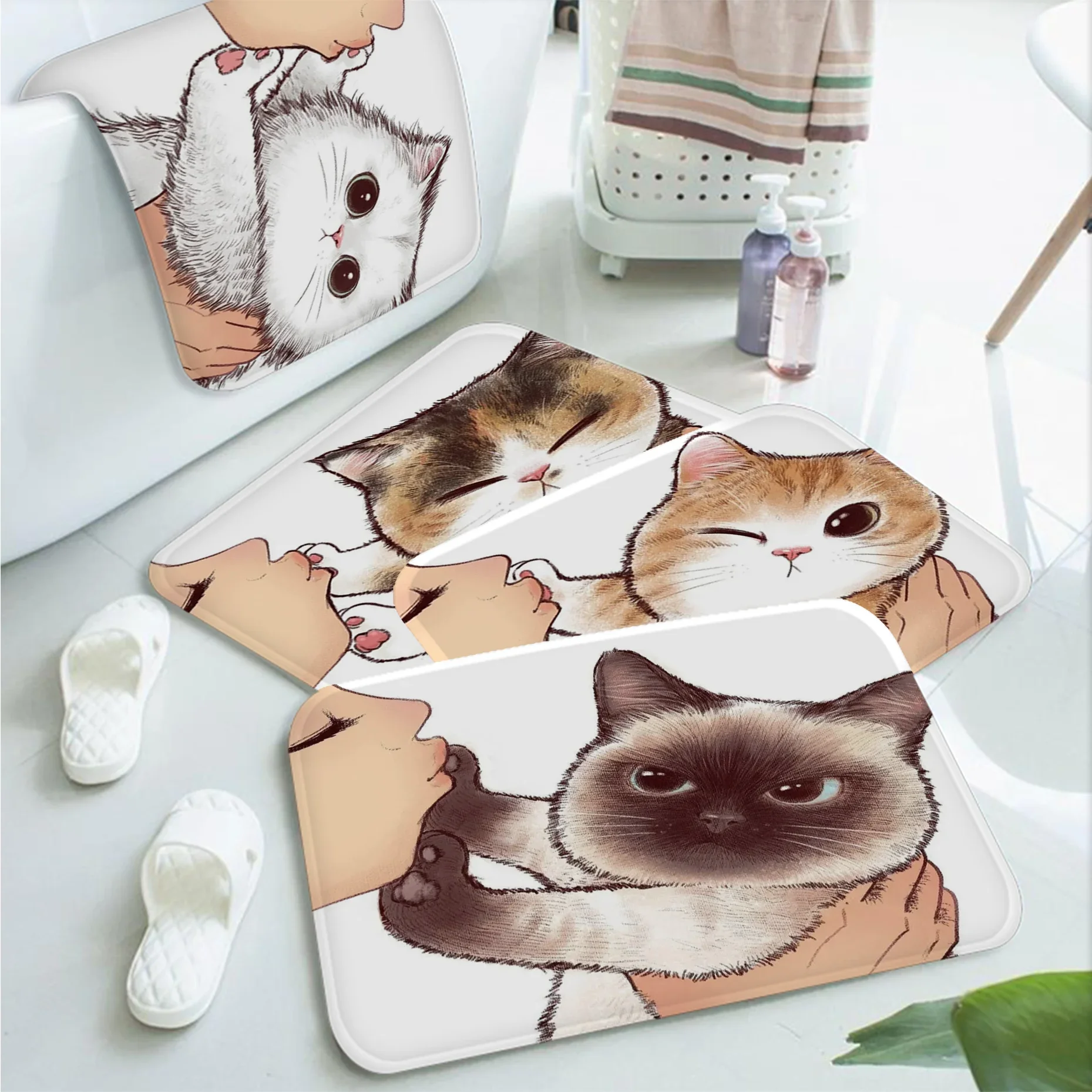 Funny-Love-Kiss-Cute-Cat-Floor-Mat-Bath-Mat-Nordic-Style-Home-Doormat ...