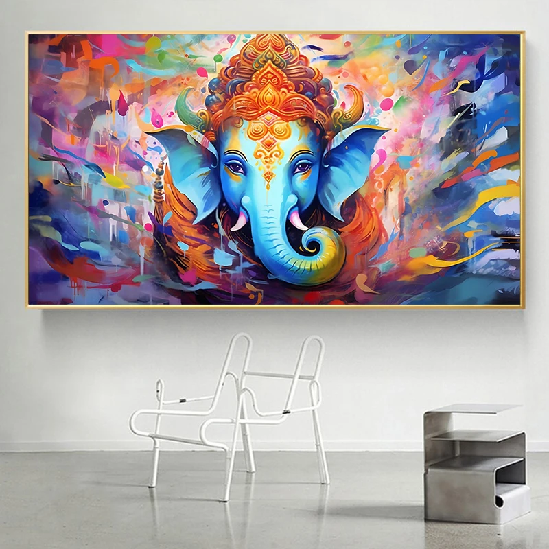 Abstract Hindu God Elephant God Canvas Painting Hinduism Ganesha ...