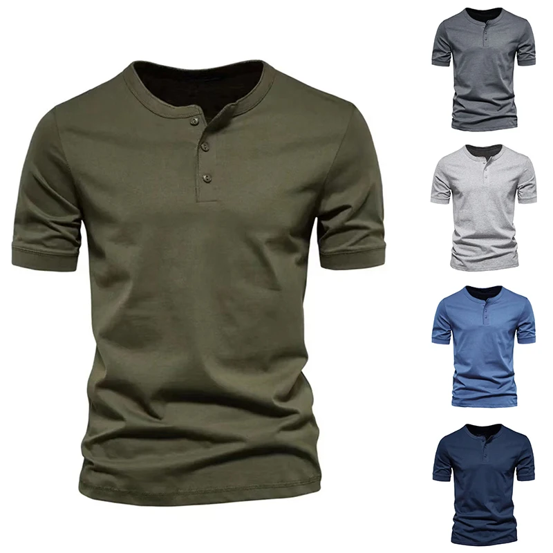 Solid-Color-Men-T-shirt-Fashion-V-Neck-Tops-Casual-Fit-Male-Tee-Summer ...