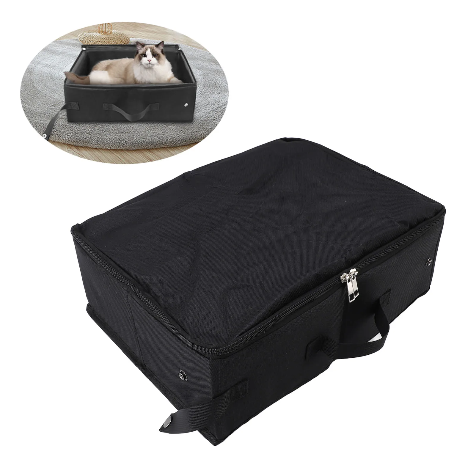 Cat Travel Litter Box with Zipper Lid Foldable Waterproof Convenient ...