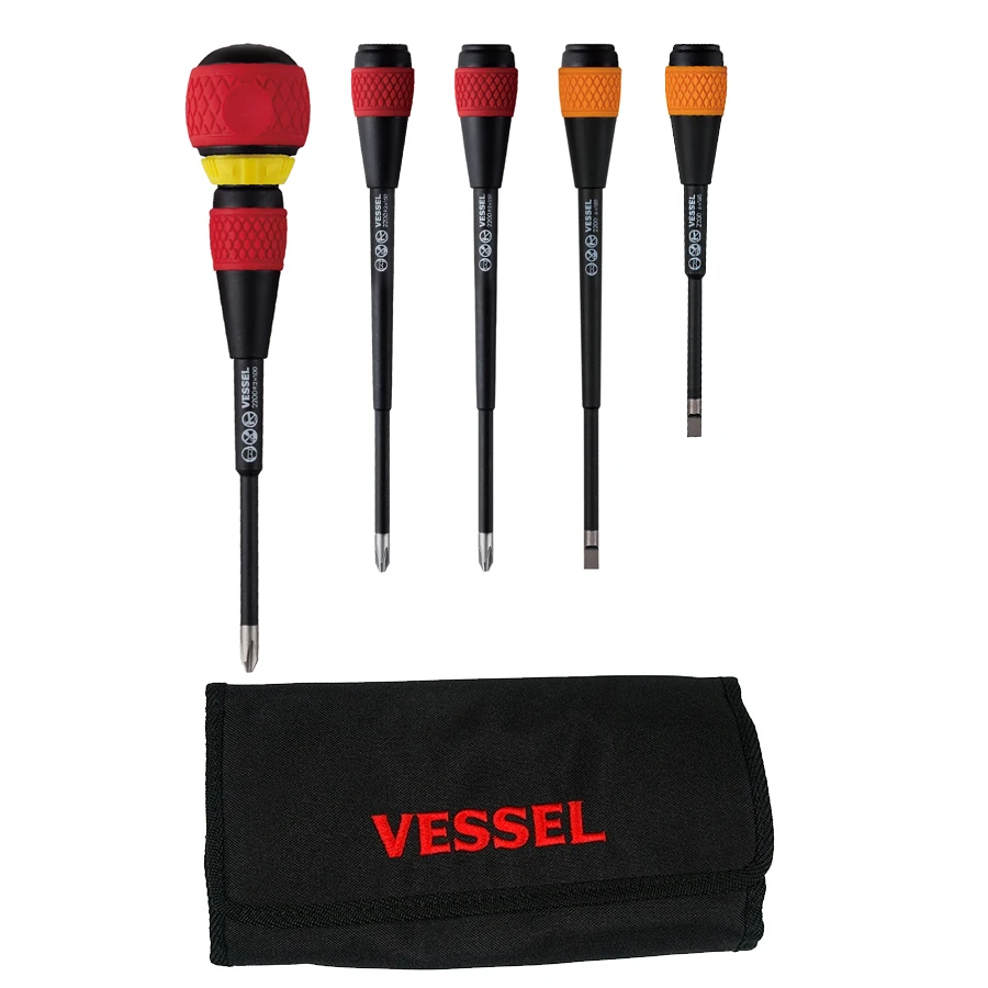 VESSEL-5pcs-Ball-Grip-Ratchet-Screwdriver-Set-with-Tool-Kit-for ...