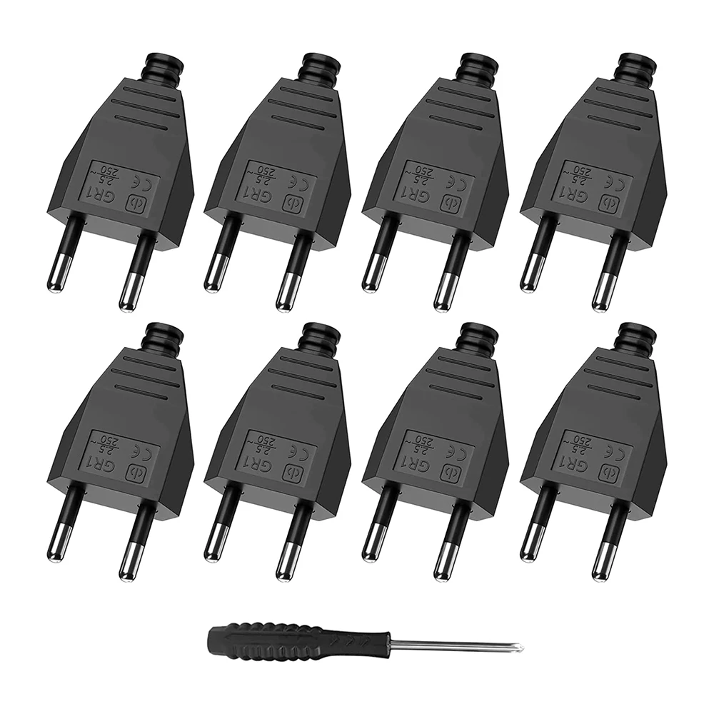 Adaptador de enchufe europeo de 8 piezas, conector macho y hembra para ...