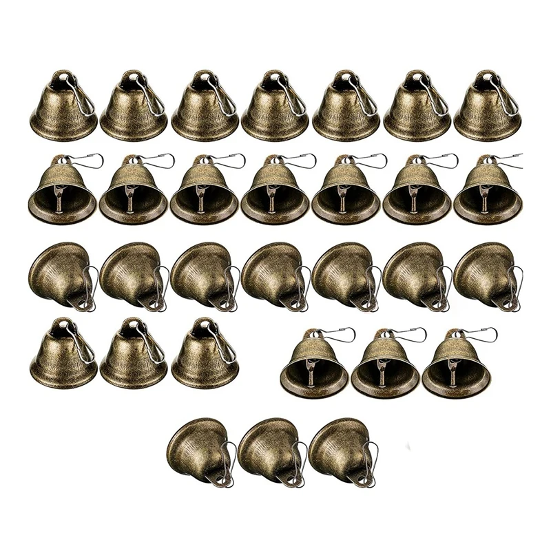 30-Pcs-Bells-Craft-Small-Bells-Brass-Bells-Vintage-Bells-With-Hooks-For ...