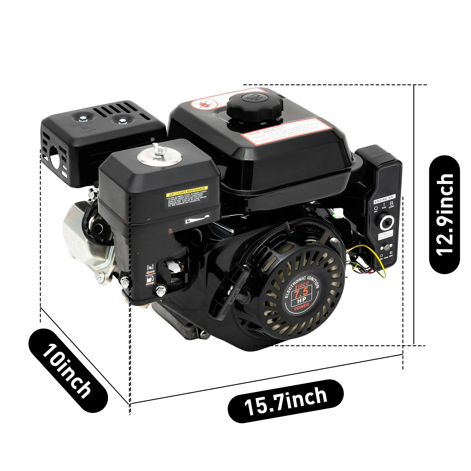 210CC-7-5-HP-4-Stroke-Gasoline-Electric-Start-Horizontal-Engine-Go-Kart ...