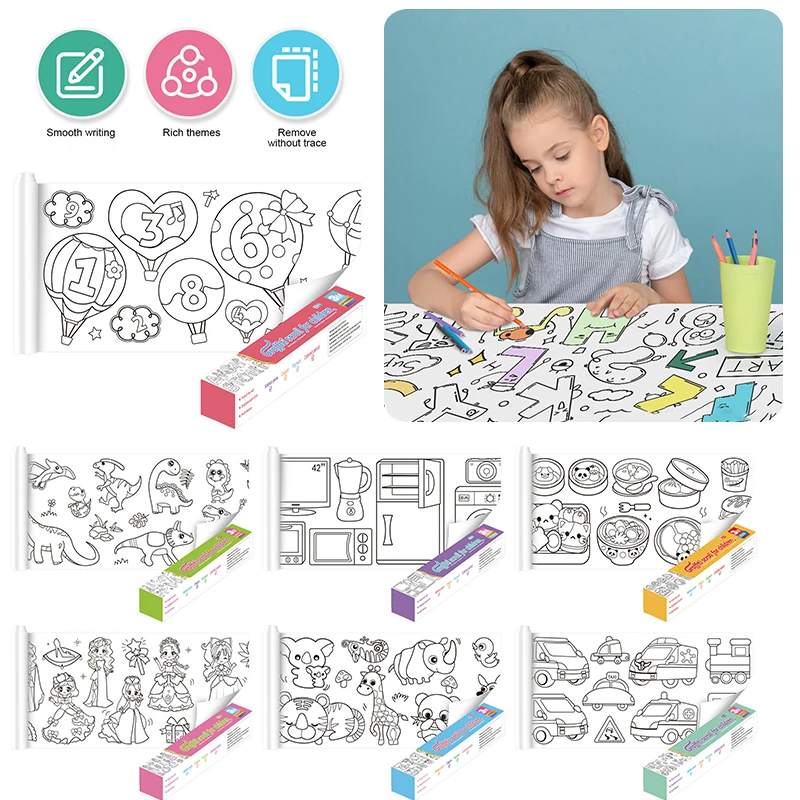 Children's Graffiti Scrolls DIY Handmade Paper cut Fun Color Filling ...