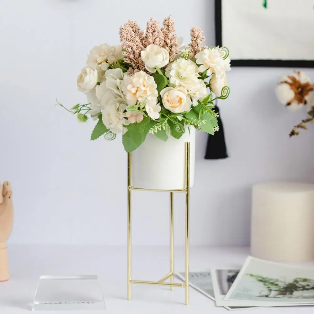 1-Set-Iron-Frame-Table-Flower-decoration-Ceramic-Pot-Gold-Or-White ...