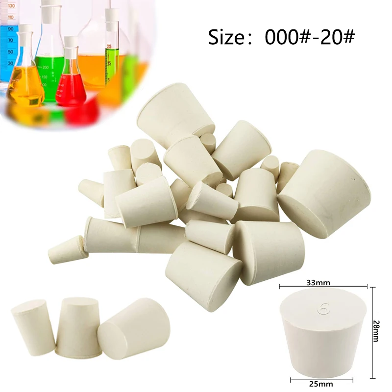 1pcs-White-Rubber-Stopper-Bungs-Laboratory-Flask-Tapered-Tube-Conical ...