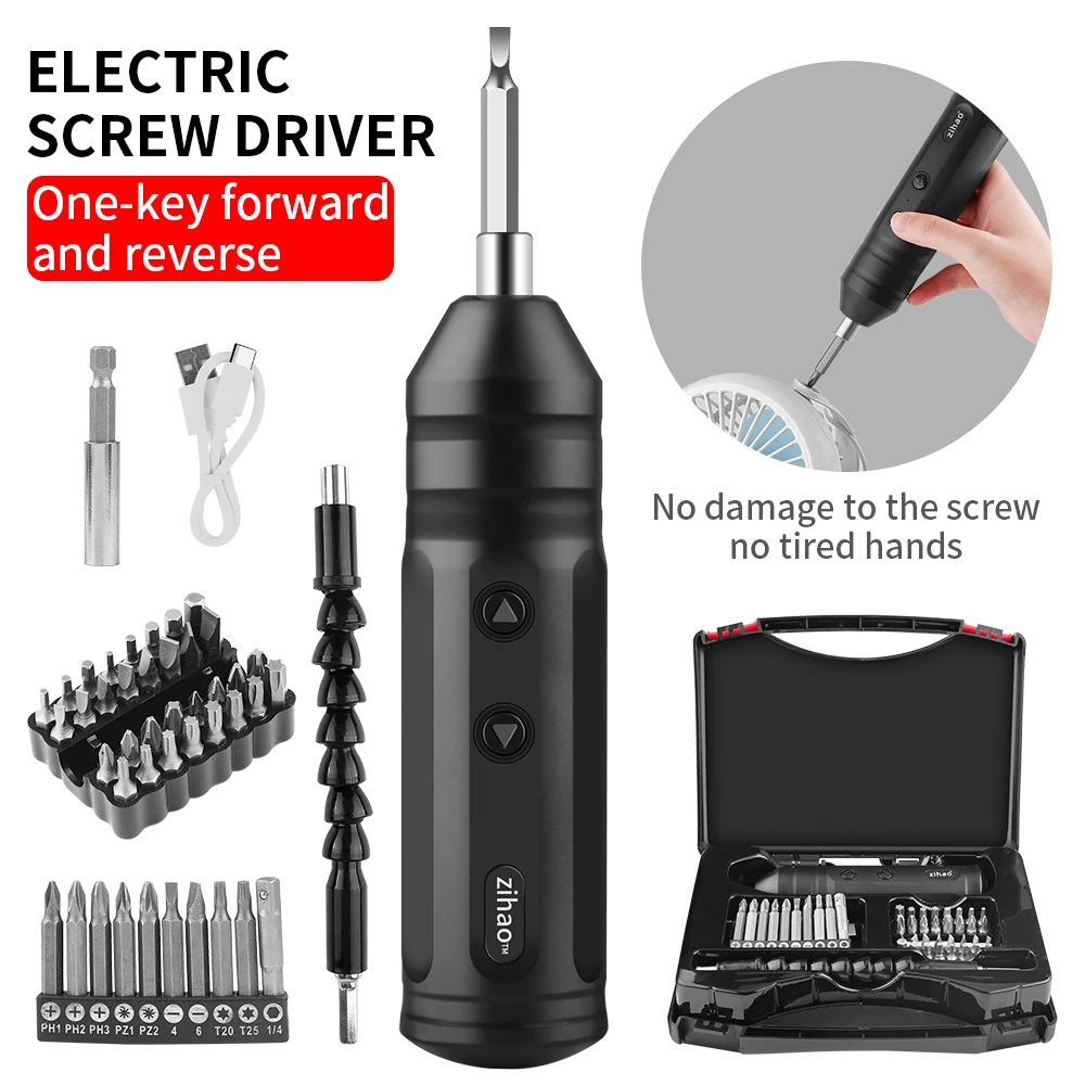 LUXIANZI Electric Screwdriver Kit Portable Repair Power Tool USB Charging Battery Cordless ...