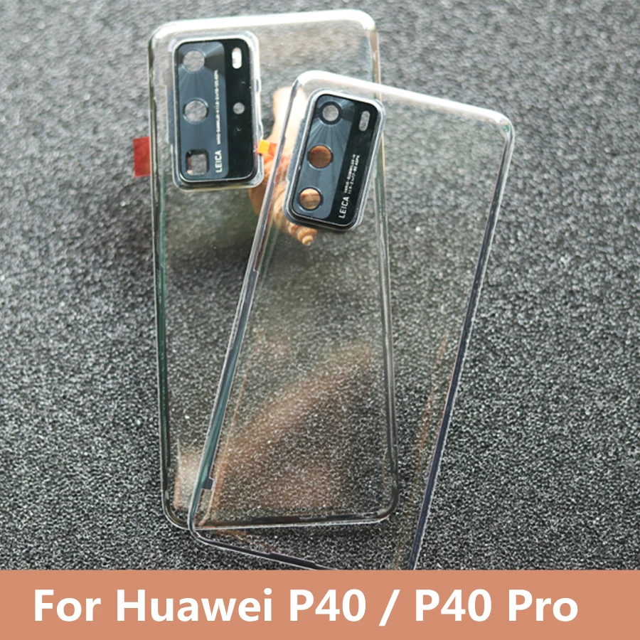Transparent-For-Huawei-P40-P40-Pro-Back-Battery-Glass-Back-Cover-with ...