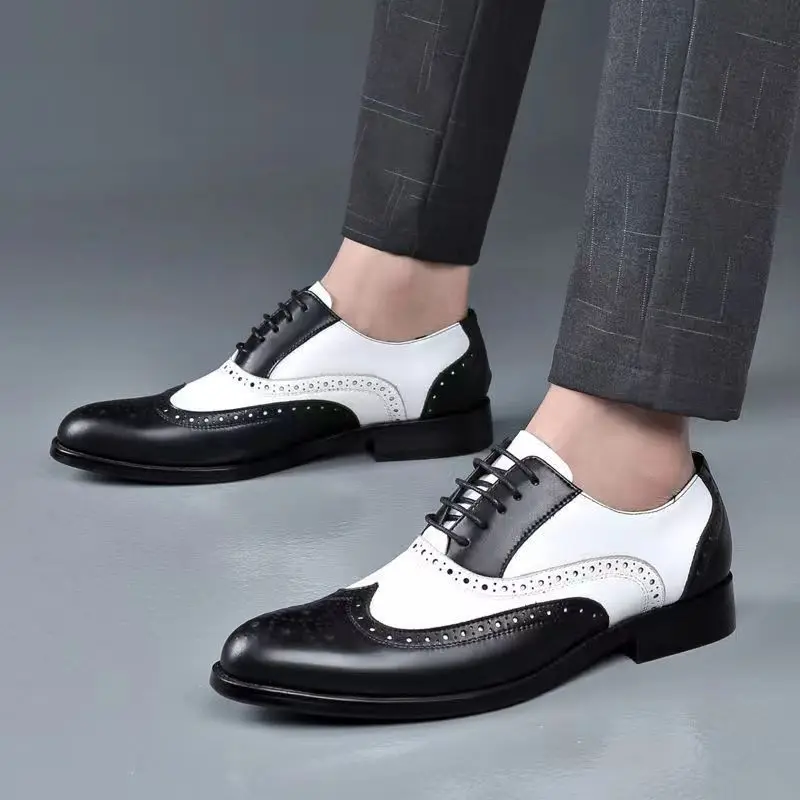 Retro Men's Oxford Shoes Fashion Block Carved Casual Shoes Social Shoes ...
