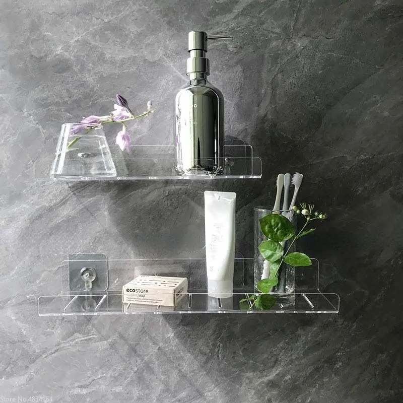 Transparent Storage Shelves Kitchen Toilet Floating Rack Invisible ...
