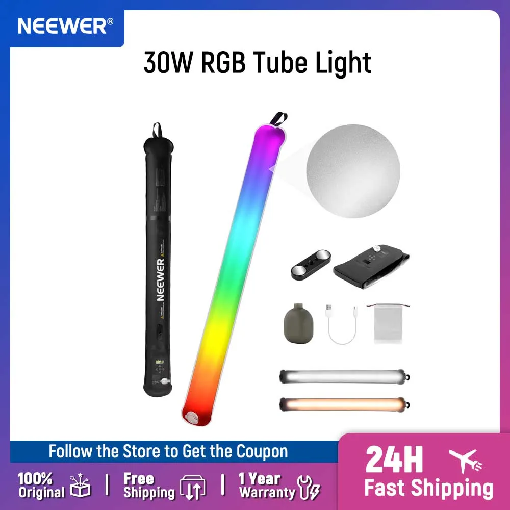 NEEWER Basics 21/30W Handheld RGB Tube Light 35.5"/90cm Portable ...