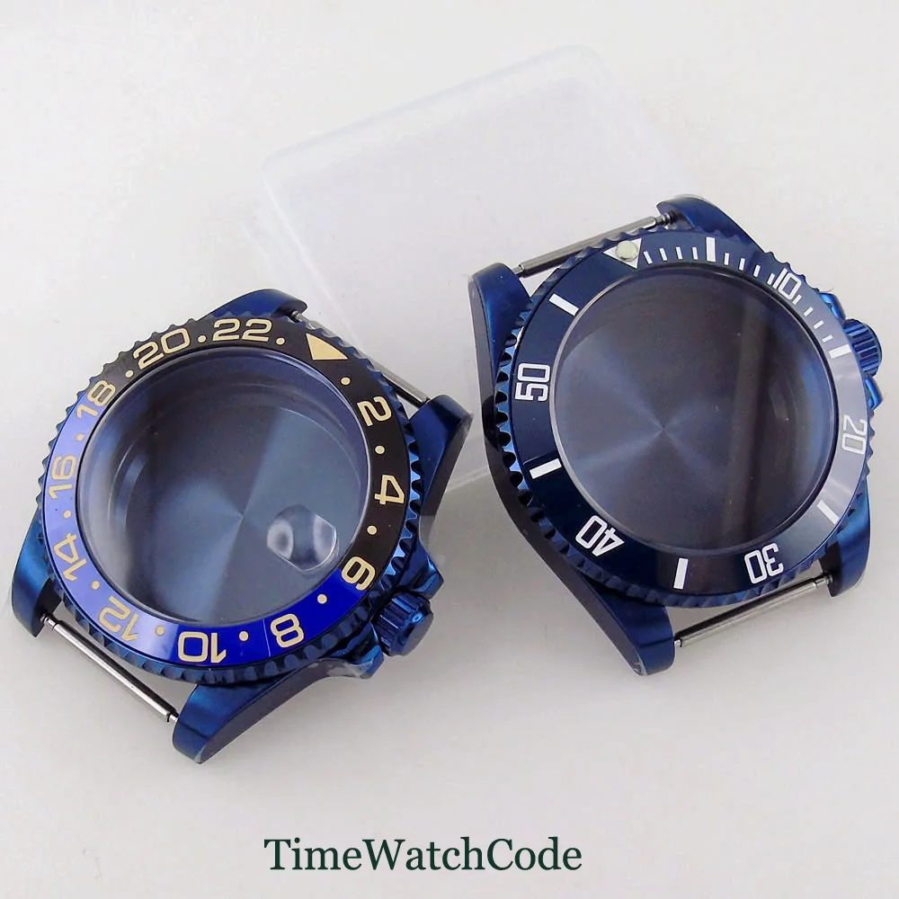40mm-Blue-Plated-Watch-Case-Accessories-Sapphire-Crystal-Fits-NH34-NH35 ...