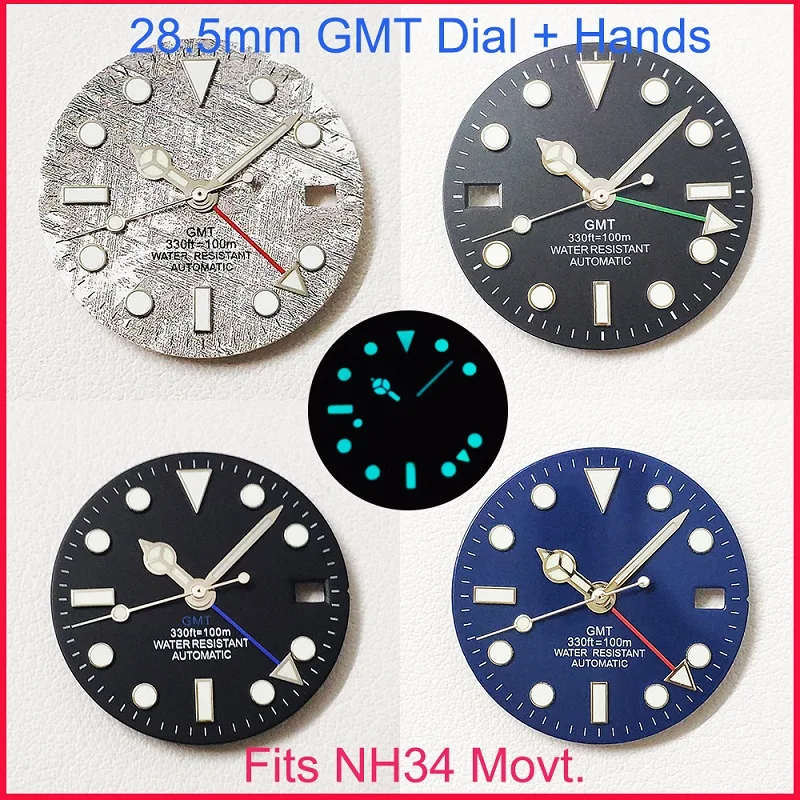 NH34-Dial-GMT-Watches-Master-28-5mm-For-NH35-Series-Calendar-Dials-Blue ...