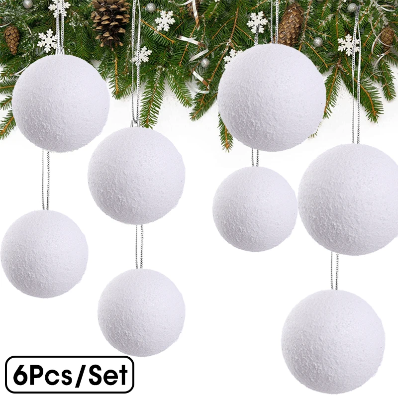 6Pcs-White-Balls-Christmas-Ornament-4-6-8cm-Foam-Ball-Xmas-Tree-Hanging ...