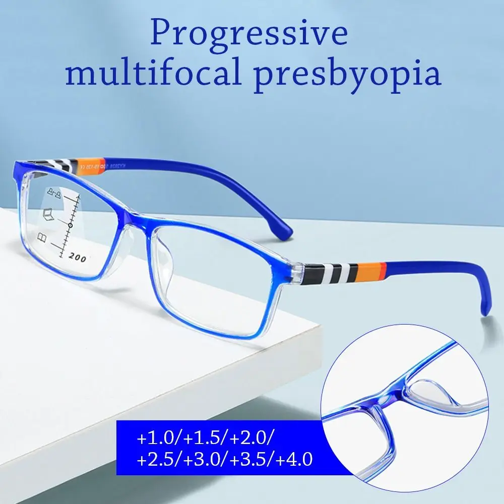 Multifocal Anti-Blue Light Reading Glasses Progressive Near Far Blue ...