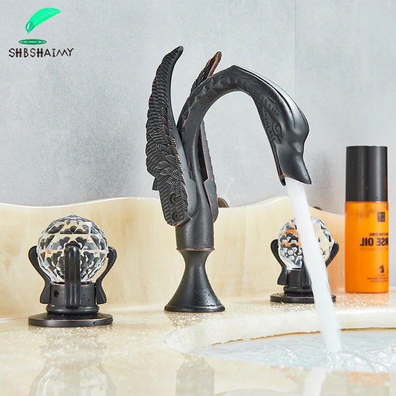 SHBSHAIMY-Swan-Basin-Faucet-Bathroom-Deck-Mounted-Gold-3-Holes-Basin ...