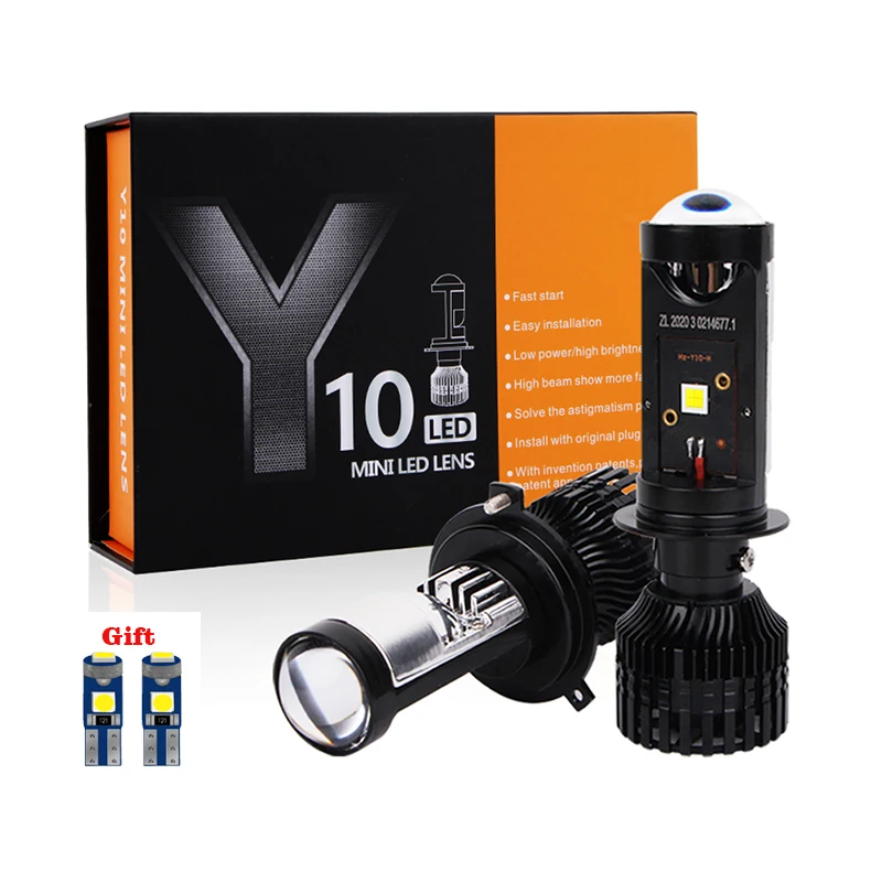 Car Headlight Mini Lens H4 H7 Mini Led Projector Turbo Fan Y10 Bulb ...