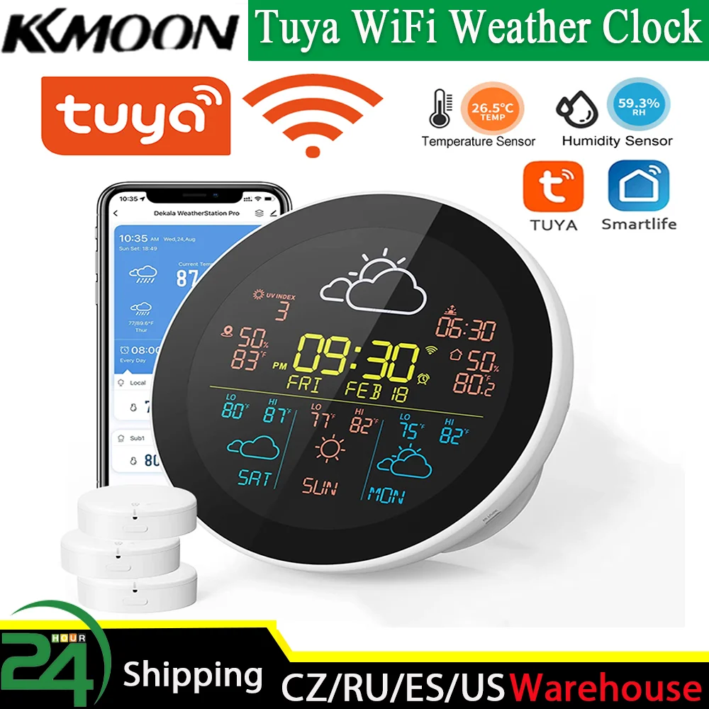 Tuya WiFi Intelligent Weather Clock 3-Day Weather Forecast Weather ...