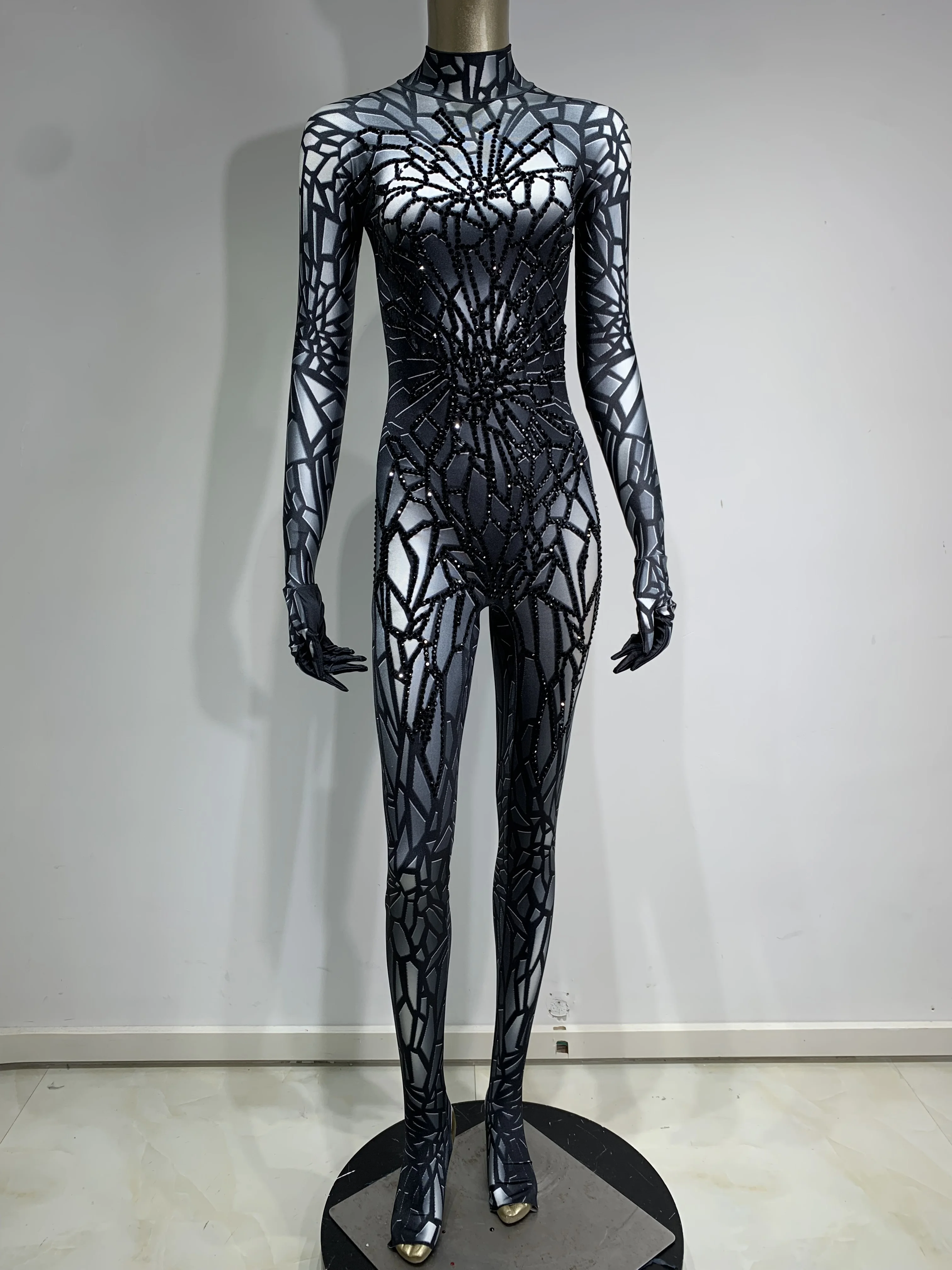 Women-Sexy-Printing-Rhinestone-Stretch-Jumpsuit-Club-Evening-Party ...