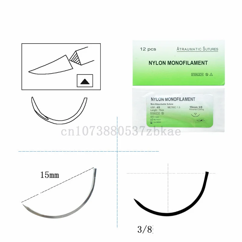 12Pcs-75cm-2-0-3-0-4-0-5-0-Medical-Needle-Suture-Nylon-Monofilament ...