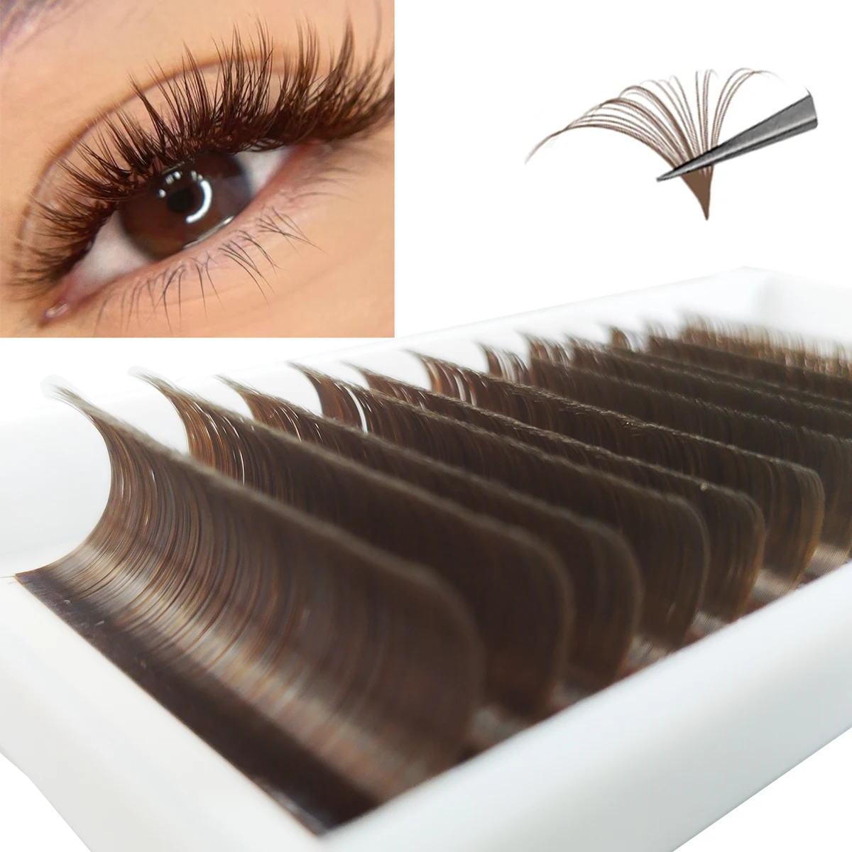 Dark-Brown-Easy-fan-Eyelash-Extension-Mix-Mink-Individual-Ombre-Eyelash ...