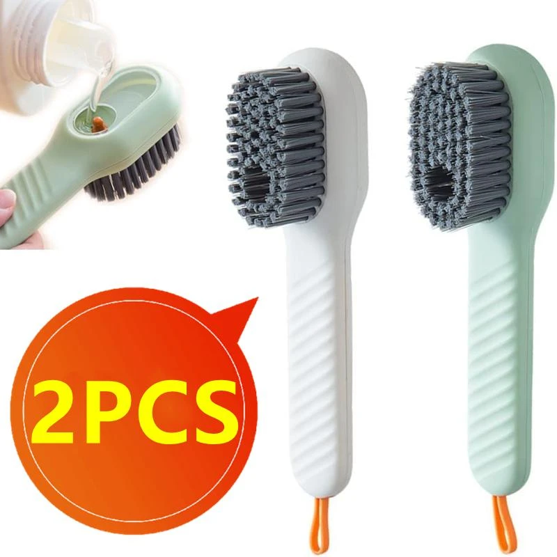 New 2/1pc Cleaning Brush Soft Bristled Liquid Shoe Brush Long Handle ...