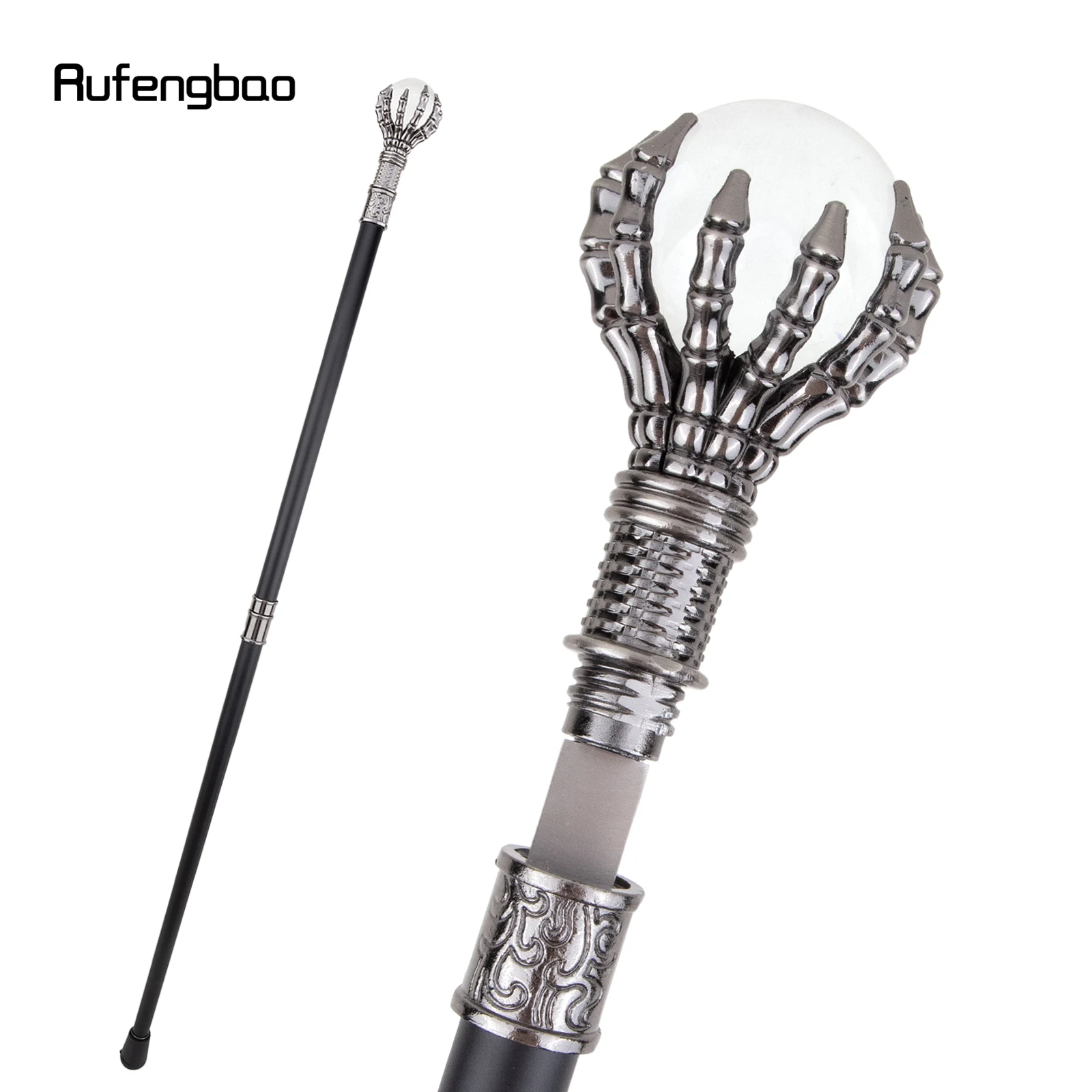 Transparent-Glass-Ball-Steampunk-Walking-Stick-with-Hidden-Plate-Self ...