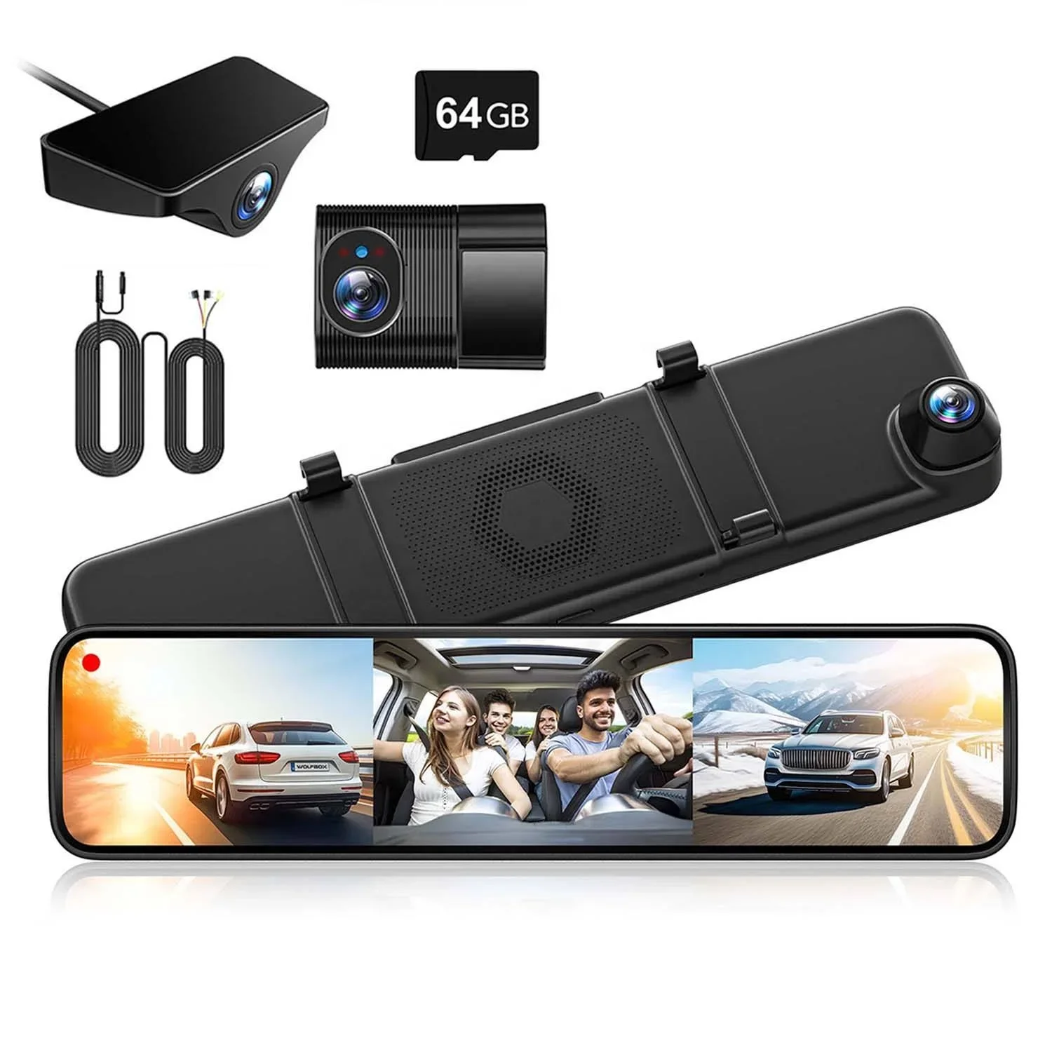 WOLFBOX G890 Touch Screen Dash Cam HD 1080P Dual Lens Car DVR Recorder ...