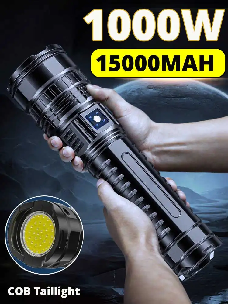 Super-1000W-LED-Flashlight-USB-C-Rechargeable-Flash-Light-High-Power ...