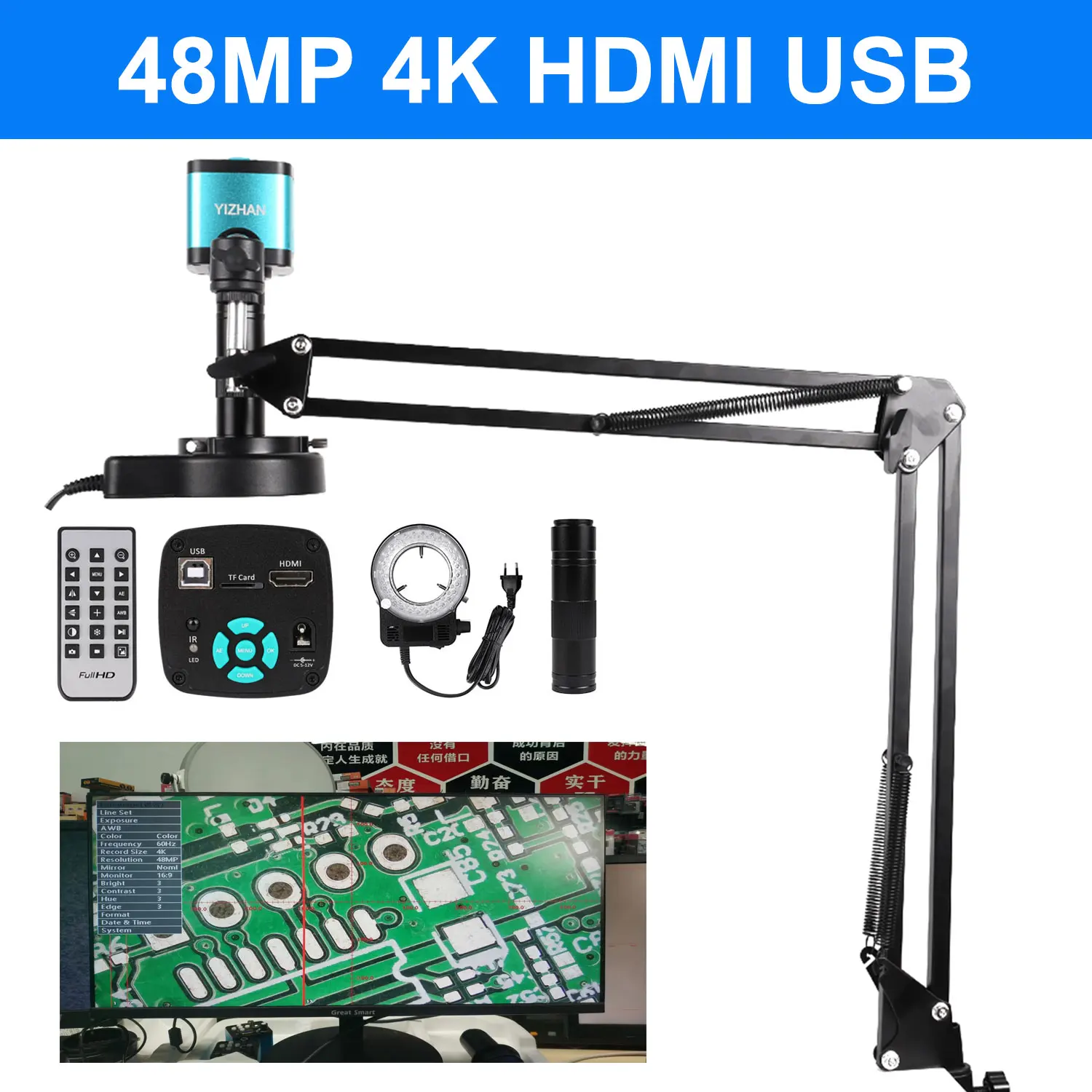 YIZHAN 4K Digital Microscope For Electronics 48MP HDMI USB Industrial ...
