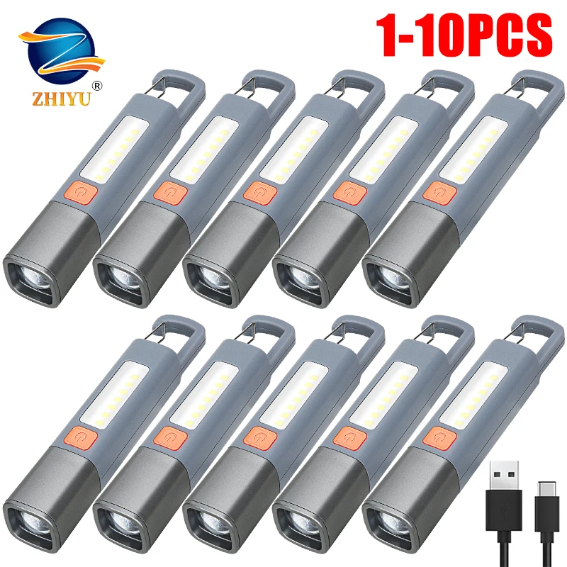 1-10PCS Super Bright LED Flashlight XPE Torch Light With Hook Camping ...