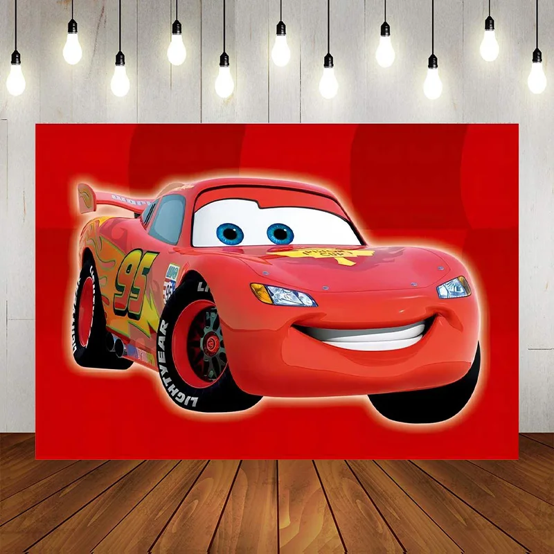 Red-Cars-Backdrop-Children-Boys-Birthday-Party-Flag-Racing-Car-Photo ...
